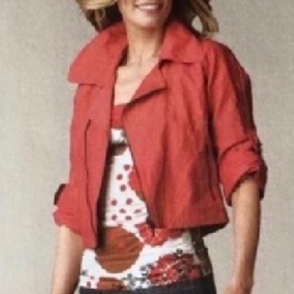 CAbi | Jackets & Coats | Cabi Scooter Moto Coral Crop Jacket | Poshmark